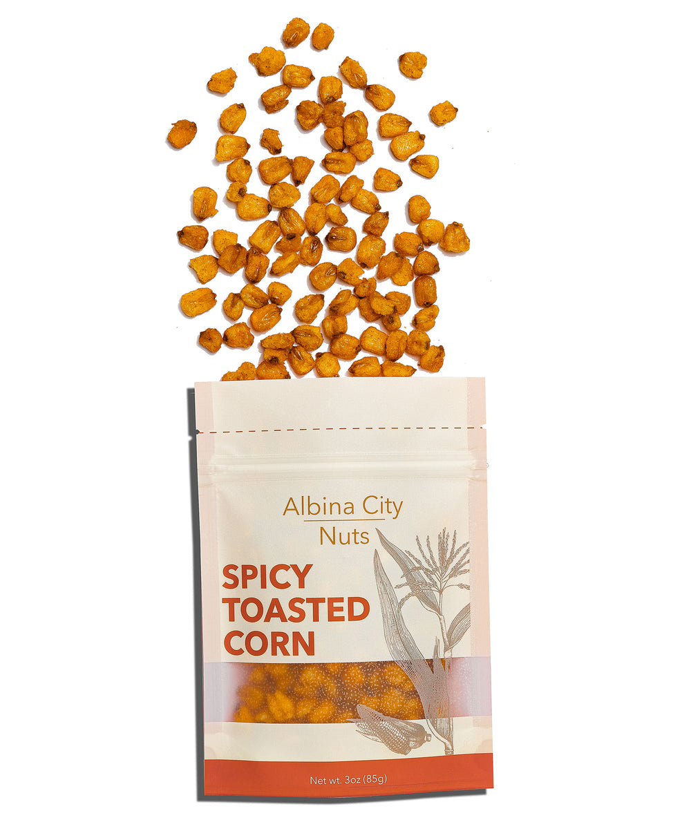 Spicy Toasted Corn - 3oz bag – Albina City Nuts