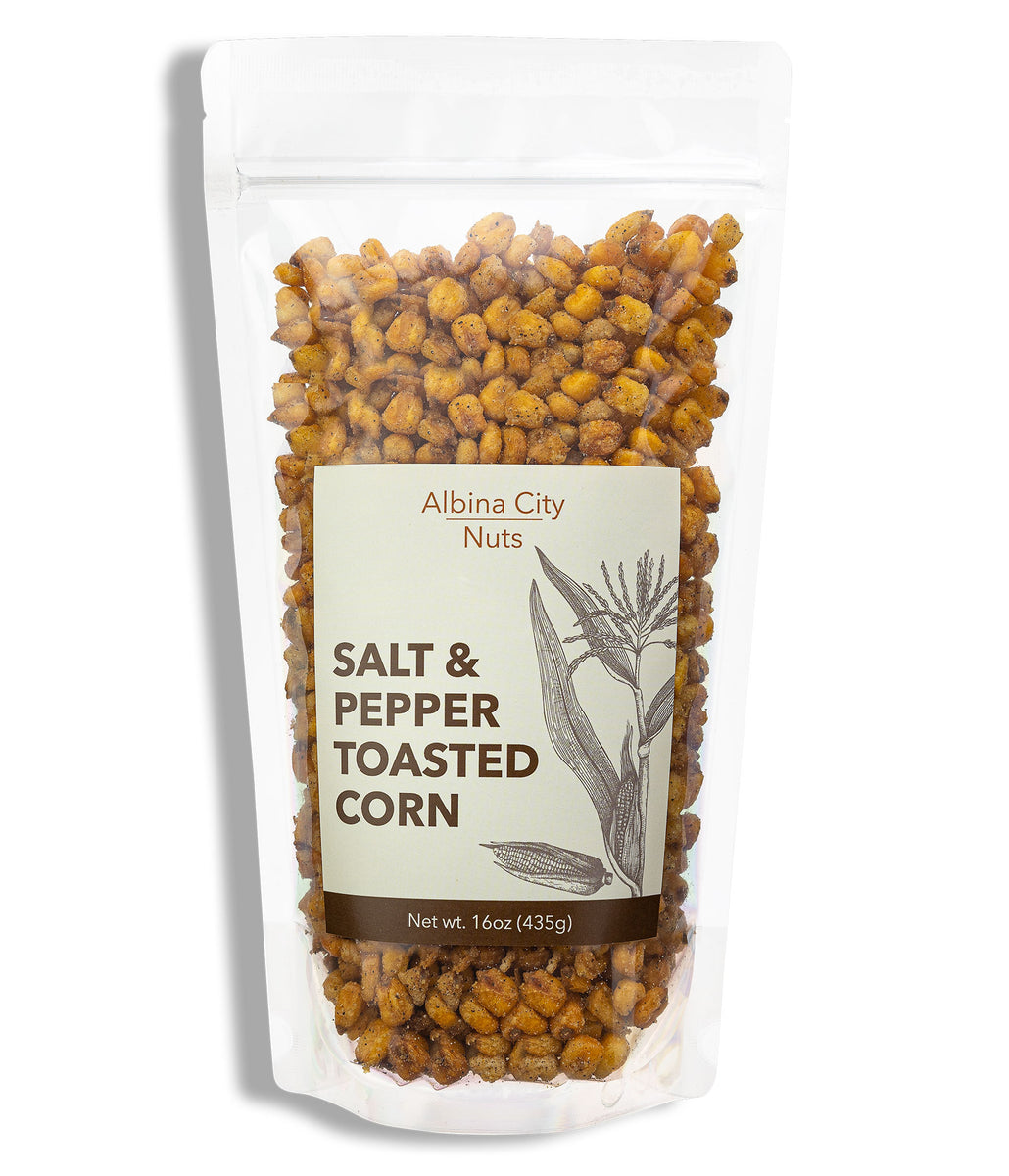 Salt & Pepper Toasted Corn - 1 lb bag – Albina City Nuts